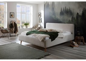 Béžová manšestrová dvoulůžková postel Meise Möbel Mattis Cord, 160 x 200 cm