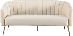 Designový 3-sed, béžová Velvet látka/gold chrom-zlatý, BAGY