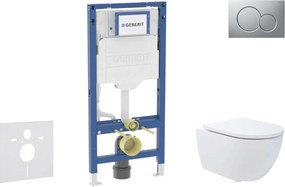 SANITINO - Set předstěnové instalace, klozetu Oudee a sedátka softclose, tlačítko Sigma01, lakovaný matný chrom SANI11CA1182
