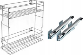 Cargo do levé skříňky 20 cm 200 chromový efekt 2p s tlumením dovírání Rejs s plným výsuvem