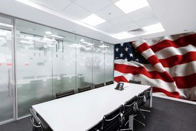 DIMEX | Samolepicí vliesová fototapeta na zeď Americká vlajka MA-5-1494 | 375 x 250 cm | modrá, červená, bílá
