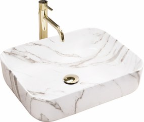 Rea Demi, keramické umyvadlo na desku 505x395x130 mm, imitace kamene Shiny Aiax, REA-U4100