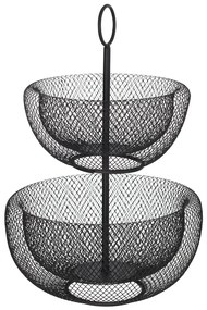 Kovový 2-patrový košík na ovoce Black Mesh, 29x43 cm