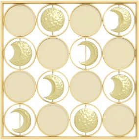 HOMCOM Multidirectional Metal Wall Decoration Moon Phases with 16 disků, zlatá
