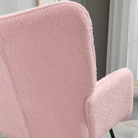 HOMCOM Houpací křeslo Houpací křeslo Akcentní křeslo Relaxační křeslo Křeslo do obývacího pokoje, do 120 kg, imitace jehněčí kůže, růžové | Aosom