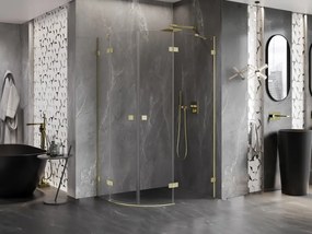 Mexen Lunar, pravý půlkruhový sprchový kout 100 x 70 cm, 8mm čiré sklo, zlatý matný profil, 833-100P-070L-55-00