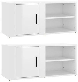 TV skříňky 2 ks bílé vysoký lesk 80x31,5x36 cm kompozitní dřevo - Default Title