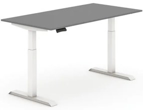 Stavitelný stůl elektrický, grafit 1600 x 800 mm, bílá podnož, 2 motory