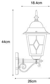 Vintage venkovní nástěnná lampa starožitné zlato - Antigua Up
