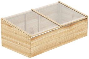 Outsunny skleník dřevěný chladicí rám, skleník a zahradní truhlík, 100x50x35 cm, přírodní, jedle, PC deska