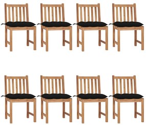 vidaXL Zahradní židle s poduškami 8 ks masivní teak