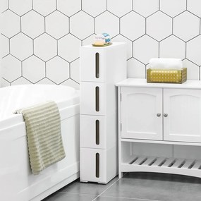 Plastový kuchyňský organizér se 4 zásuvkami 45x17x83 cm, bílý-hnědý