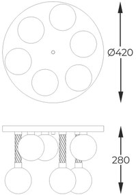 Zuma Line C0583-06D-2GHF - Přisazený lustr MIDA 6xG9/6W/230V mosaz