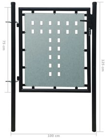 vidaXL Marketos Černá jednokřídlá plotová branka 100 x 75 cm