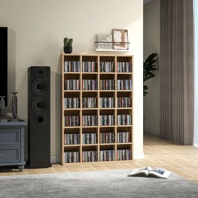 HOMCOM úložný prostor na CD a DVD, multimediální regál s 24 oddíly, maximální kapacita 480 CD/312 DVD, dřevěný regál s nastavitelnými policemi, 89 x 2