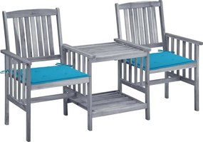 vidaXL Zahradní židle s čajovým stolkem a poduškami masivní akácie [3061307] Barva: Modrá