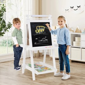 Costway Dětská výškově nastavitelná tabule s bílou tabulí