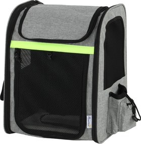 PawHut rozšiřitelná přepravka pro psy s dvířky, 33,5 × 28 × 42 cm – 5 kapes, reflexní páska, pro kočky a psy do 10 kg – světle šedá | Aosom