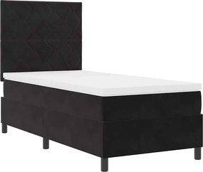 Postel s boxspringem s čelo Černý 90 x 200 cm samet 3339874