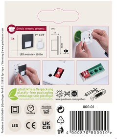 Paulmann 80001 Tsaro follower, svítidlo do stěny, 1W LED 2700K, matná černá, 8x8cm