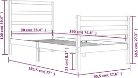 vidaXL Rám postele masivní borovice 90 x 190 cm Single [3104973] Barva: Přírodní