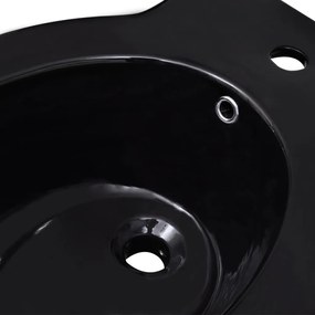 Keramický bidet kruhový s otvorem pro baterii, volně stojící - černý - Default Title