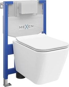 Mexen Fenix XS-F, podomítkový modul a závěsné WC Cube s pomalu padajícím sedátkem, bílá, 68030924000