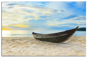 Obraz na plátně - Člun na pláži 151A (100x70 cm)