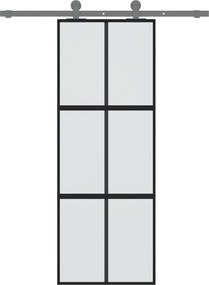vidaXL Posuvné dveře 76 x 205 cm čiré ESG sklo a hliník [155207] Barva: Bílá a průhledná