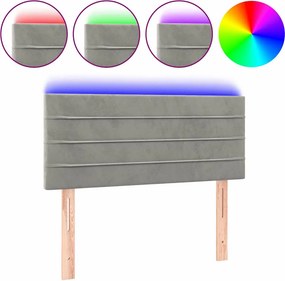 Čelo postele s LED světle šedé 90x5x78/88 cm samet 3121788