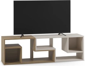 Bílý/v přírodní barvě rohový TV stolek v dekoru dubu 145x45x35 cm Glina – Marckeric