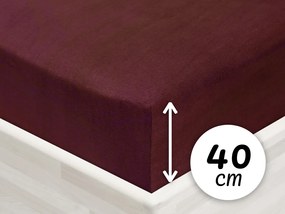 Jersey napínací prostěradlo na extra vysokou matraci JR-011 Bordó 100 x 200 - výška 40 cm