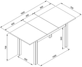 Rozkládací jídelní stůl Coburg 120x70 cm, dub sonoma