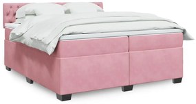 Box spring postel s matrací růžová 200x200 cm samet 3286413