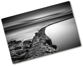 Wallmuralia Kuchyňská deska skleněná Kamená pláž 80x52 cm