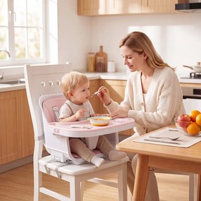 Costway Vysoká stolička baby 4 v 1 dětská vysoká židle skládací – růžový