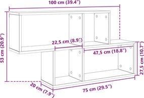 vidaXL Nástěnná police 100 x 20 x 53 cm kompozitní dřevo [848019] Barva: dub sonoma