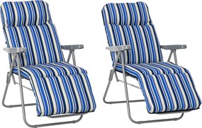 Outsunny Sada slunečních lehátek s polstrováním, skládací sluneční postel, 5polohová nastavitelná opěrka, zahradní lehátko, zahradní nábytek, ocel, po
