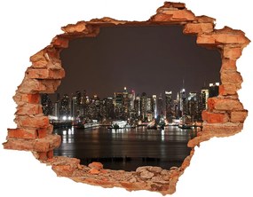 Wallmuralia Fototapeta díra na zeď 3D New York noc 90x70 cm