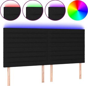 Čelo postele s LED černé 160x5x118/128 cm textil 3122572