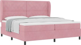 Postel s boxspringem s čelo Růžová 200 x 200 cm samet 3340897