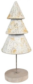 Bílý antik kovový dekorační stromek - Ø 12*32 cm