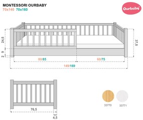 Ourbaby® Montessori 140x70 cm bílá