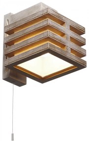 Light for home - Nástěnné dřevěné svítidlo ve zlaté patine s vypínačem 18610 "HOUSTON", 1x40W, E27, bílá, zlatá, patina