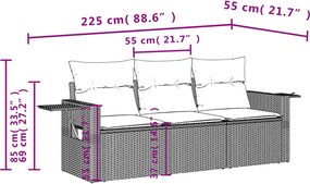 vidaXL 3dílná zahradní sedací souprava s poduškami polyratan [3252200] Barva: béžová a šedá