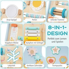 Costway Dřevěné chodítko na tlačení a tahání Montessori dětské chodítko
