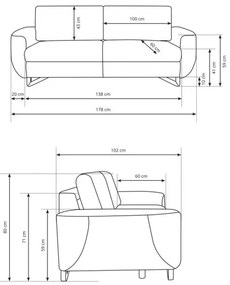 Dvoumístná pohovka AVESTA modrá