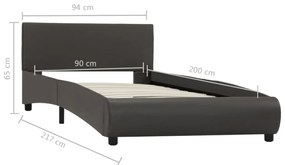 vidaXL Marketos Rám postele s LED světlem šedý umělá kůže 90 x 200 cm