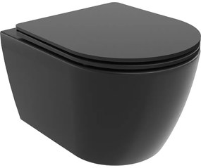 Mexen Carmen mísa WC Rimless s pomalu uzavíratelným prkénkem slim, duroplast, černá mat - 30881085