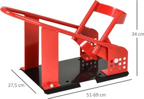 HOMCOM Univerzální motoservisní stojan s nastavitelnou délkou, gumovými koncovkami a kovovou konstrukcí, nosnost 450 kg pro údržbu, červený